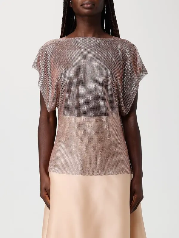 Alberta Ferretti Embellished Mesh Top - Blush Pink