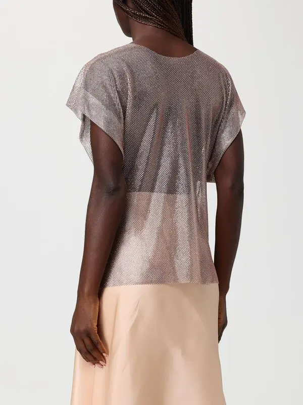 Alberta Ferretti Embellished Mesh Top - Blush Pink