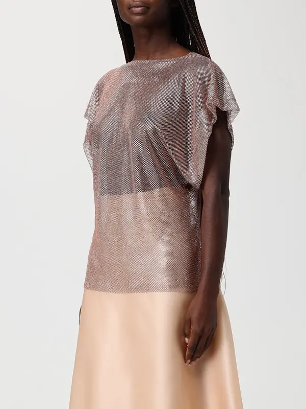 Alberta Ferretti Embellished Mesh Top - Blush Pink
