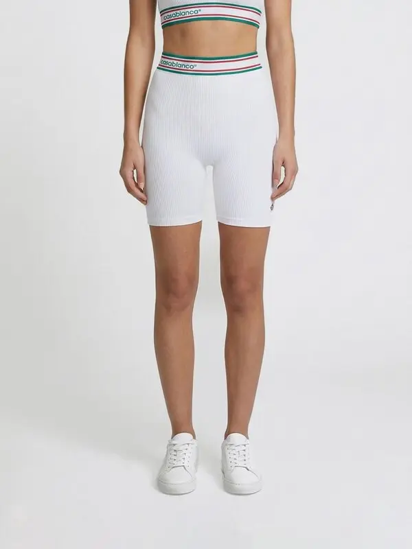 Casablanca Ribbed Biker Shorts - White