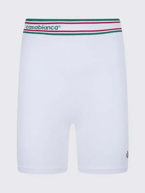 Casablanca Ribbed Biker Shorts - White
