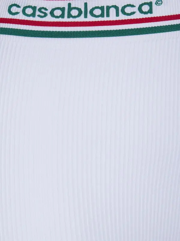 Casablanca Ribbed Biker Shorts - White