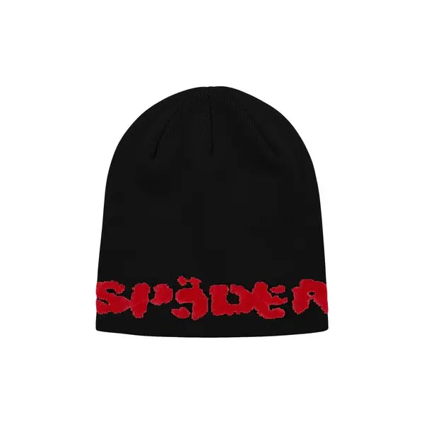 SP5DER Fuzzy Logo Mohair Beanie - Black