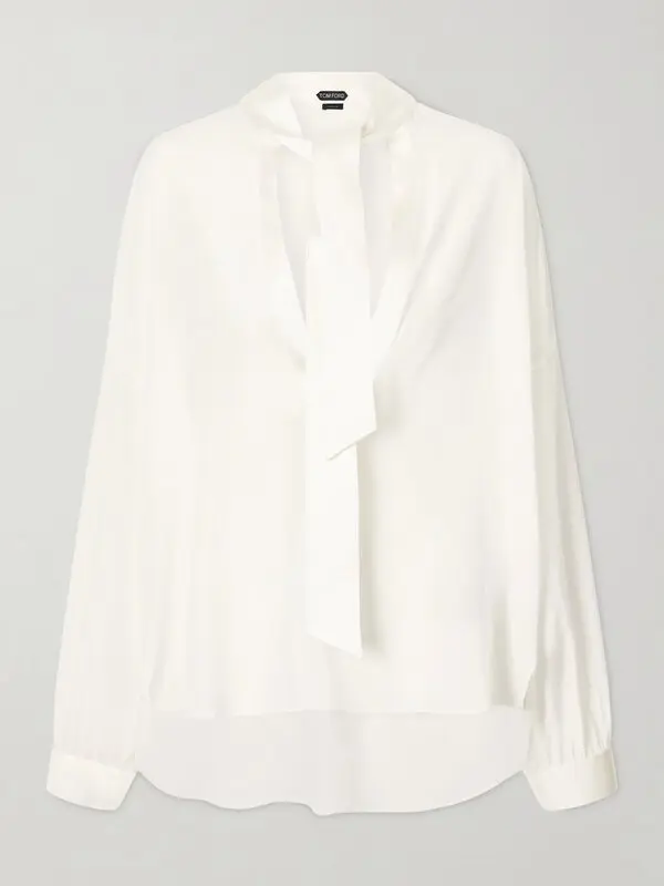 TOM FORD Pussy-bow De Chine Blouse - Off-white