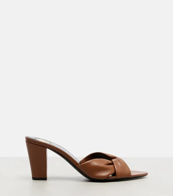 Saint Laurent Franciane 75 Leather Mules - Brown