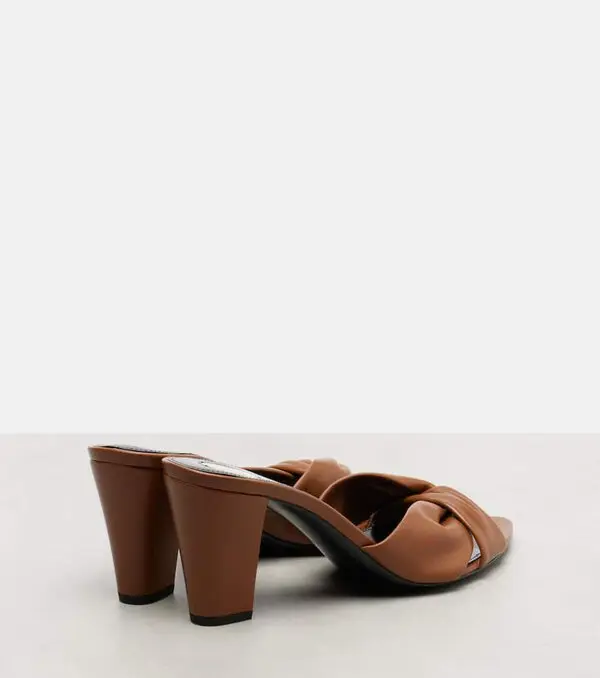 Saint Laurent Franciane 75 Leather Mules - Brown