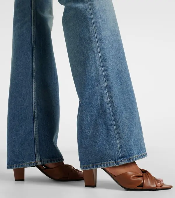 Saint Laurent Franciane 75 Leather Mules - Brown