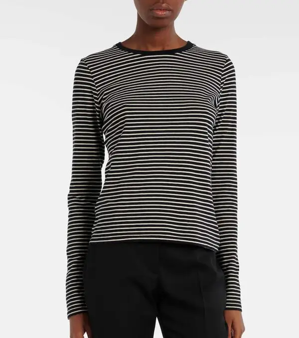 NILI LOTAN Simone Striped Cotton Jersey T-shirt