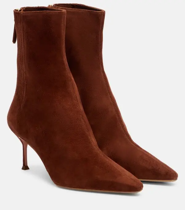 AQUAZZURA Saint Honore 65 Suede Ankle Boots - Brown