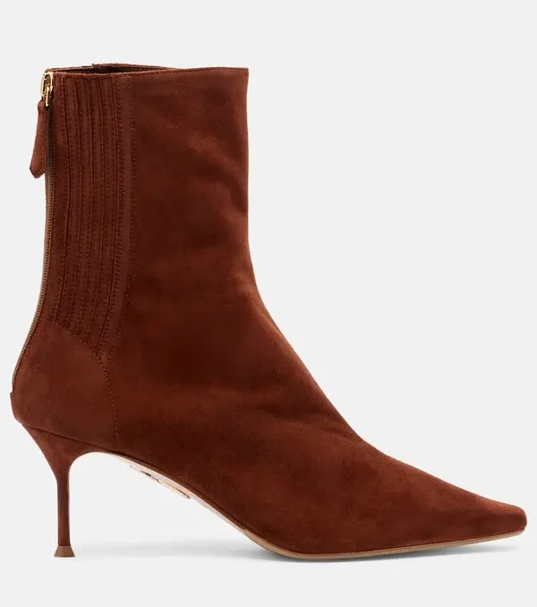 AQUAZZURA Saint Honore 65 Suede Ankle Boots - Brown