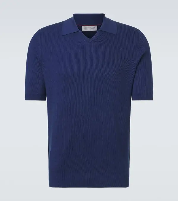 Brunello Cucinelli Ribbed-knit Cotton Polo Shirt