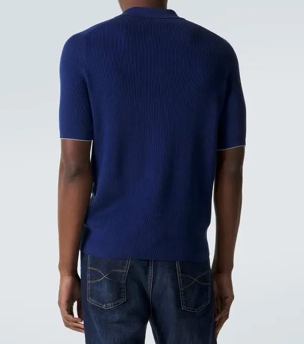 Brunello Cucinelli Ribbed-knit Cotton Polo Shirt