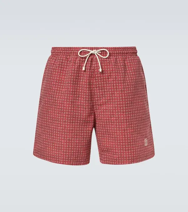 Brunello Cucinelli Printed Swim Trunks - Red