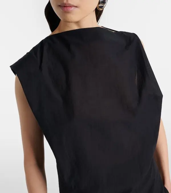 Jacquemus Draped Cotton-blend Poplin Midi Dress - Black