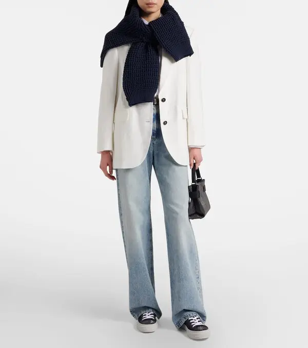 Brunello Cucinelli Monili Suede-trimmed Sneakers - Blue