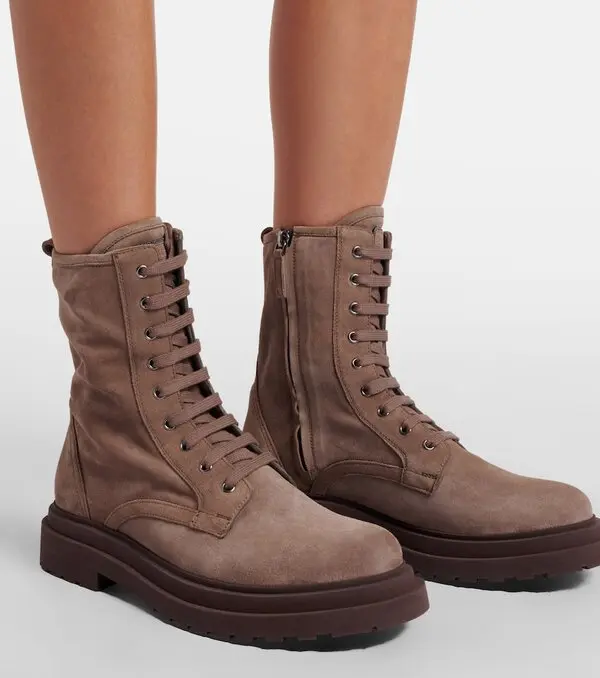 Brunello Cucinelli Suede Lace-up Boots