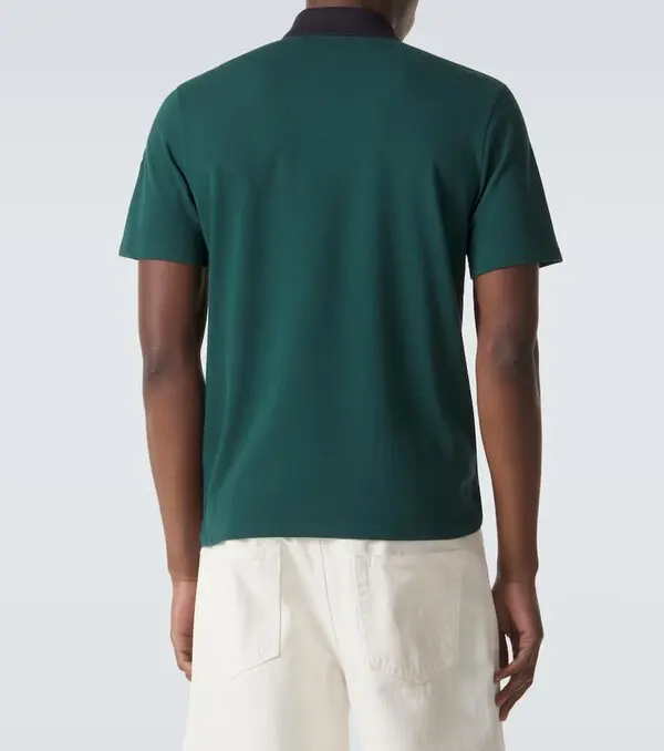 Moncler Embroidered Cotton Pique Polo Shirt - Green