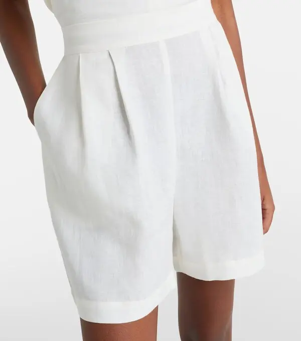 Asceno Linen Elasticated Waistband Shorts - White