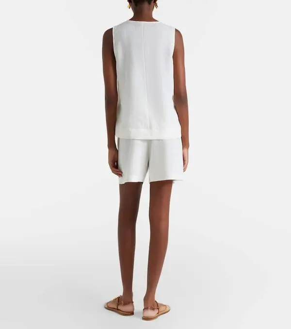 Asceno Linen Elasticated Waistband Shorts - White