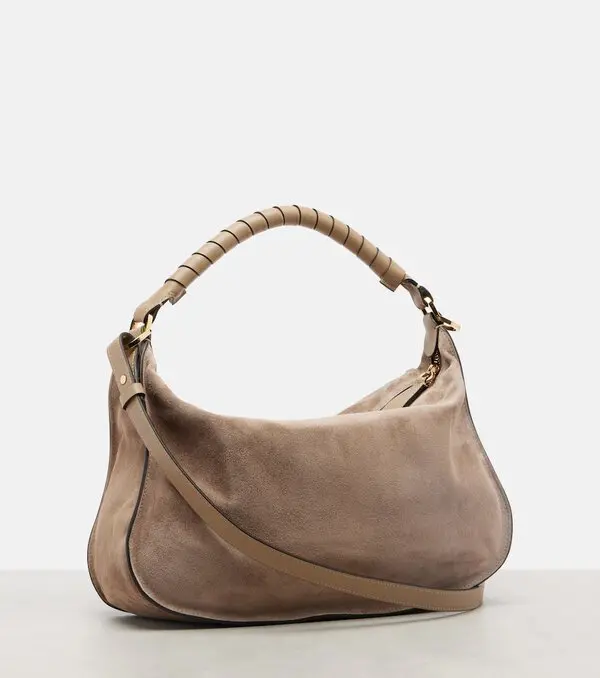 Chloé Marcie Small Suede Shoulder Bag - Beige