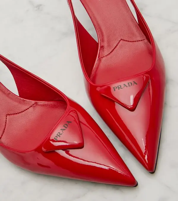 Prada 55 Patent Leather Slingback Pumps