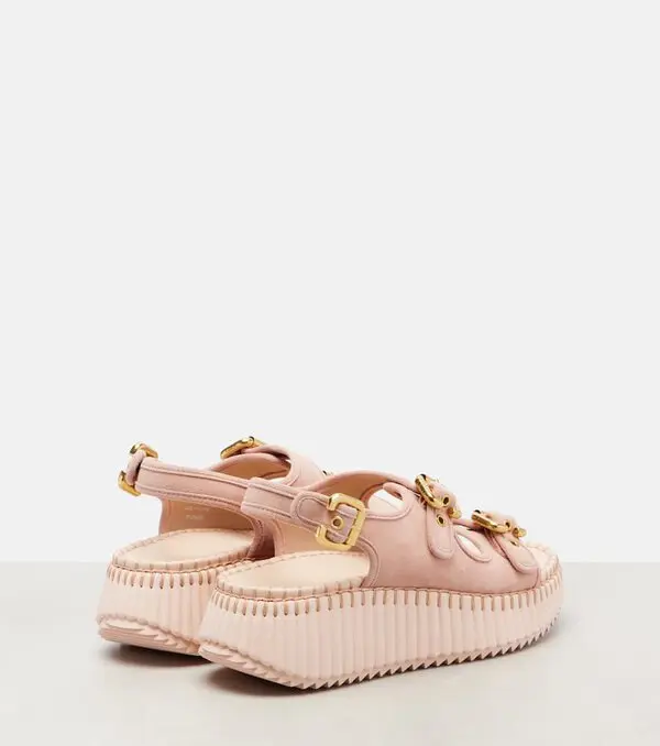 Chloé Nama Suede Platform Sandals - Pink