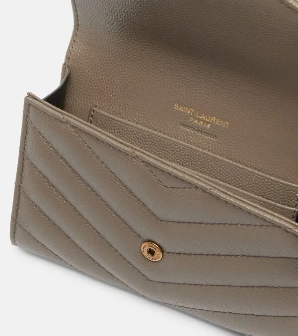 Saint Laurent Cassandre Leather Card Holder - Grey