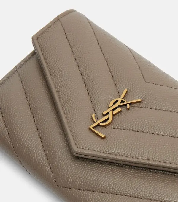 Saint Laurent Cassandre Leather Card Holder - Grey