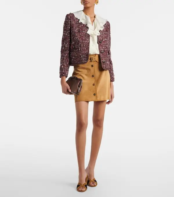 Etro Cropped Cotton-blend Bouclé Jacket - Multicoloured