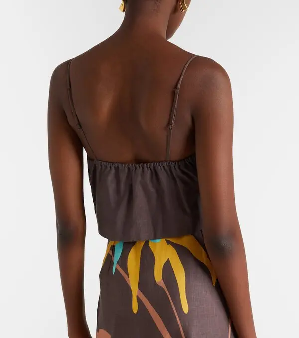 Faithfull The Brand Chianti Beaded Linen Crop Top