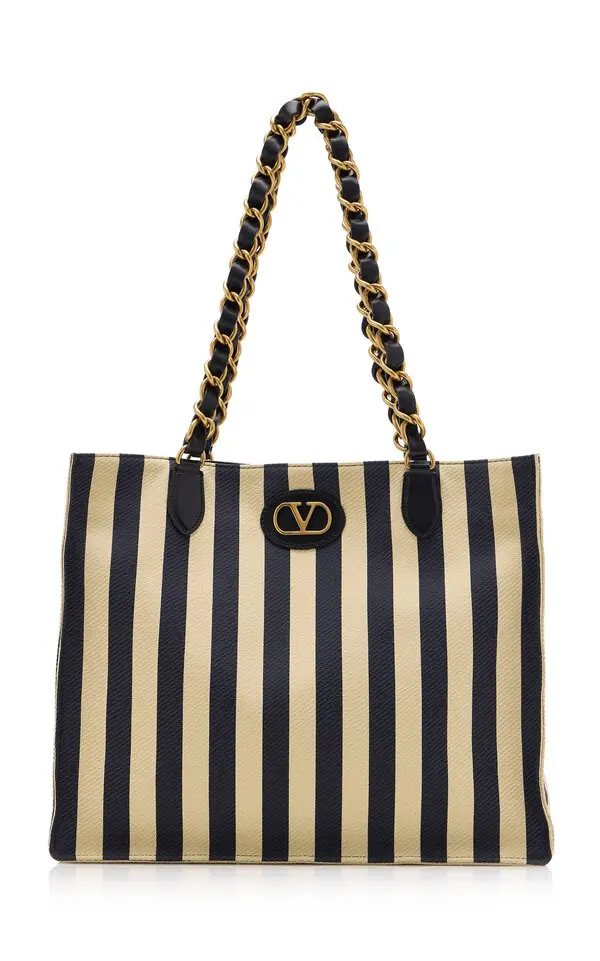 Valentino Garavani Tess Striped Denim Tote - Multi