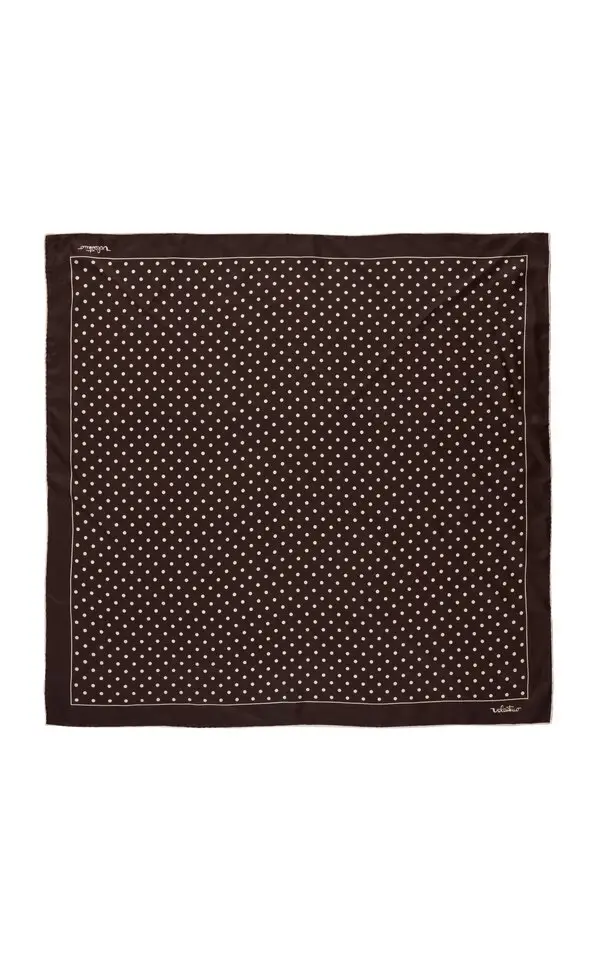 Valentino Garavani Polka-dot Print Silk Scarf - Brown