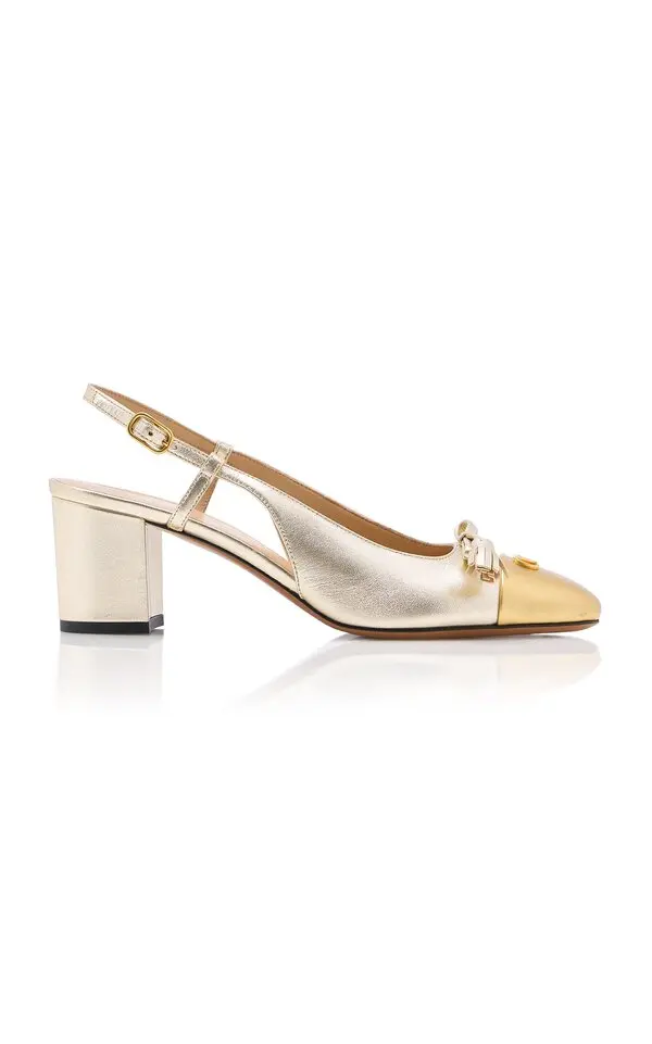 Valentino Garavani Valet Du Roi Leather Slingback Pumps - Gold