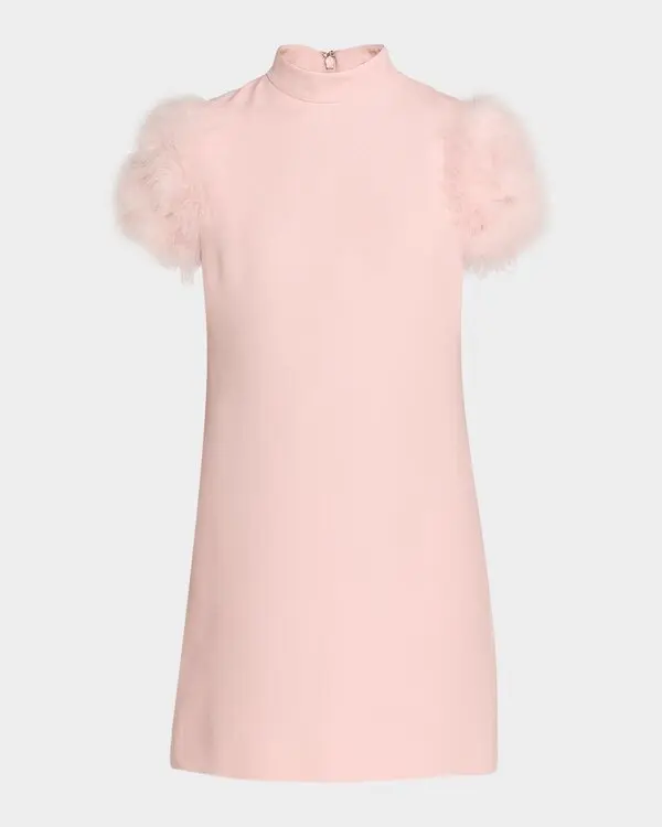Valentino Garavani Feather-sleeve Mini Dress - Rose