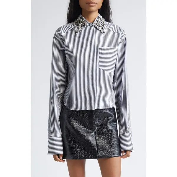 Sportmax Quagga Stripe Embellished Button-up Shirt