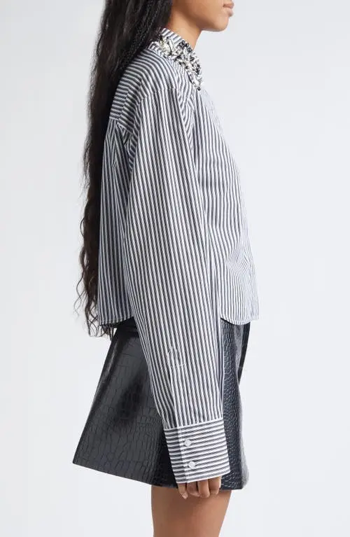Sportmax Quagga Stripe Embellished Button-up Shirt