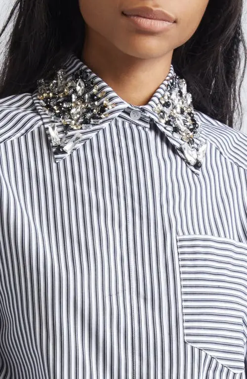 Sportmax Quagga Stripe Embellished Button-up Shirt