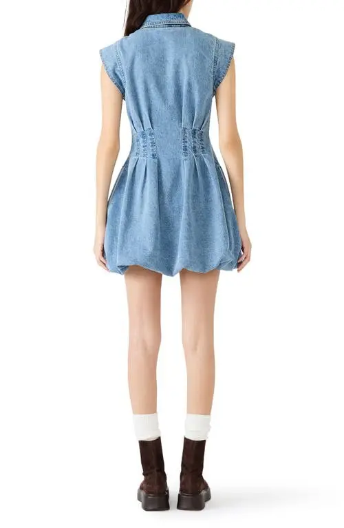 Steve Madden Dyanne Pleated Bubble Hem Denim Mini Dress