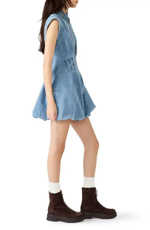 Steve Madden Dyanne Pleated Bubble Hem Denim Mini Dress