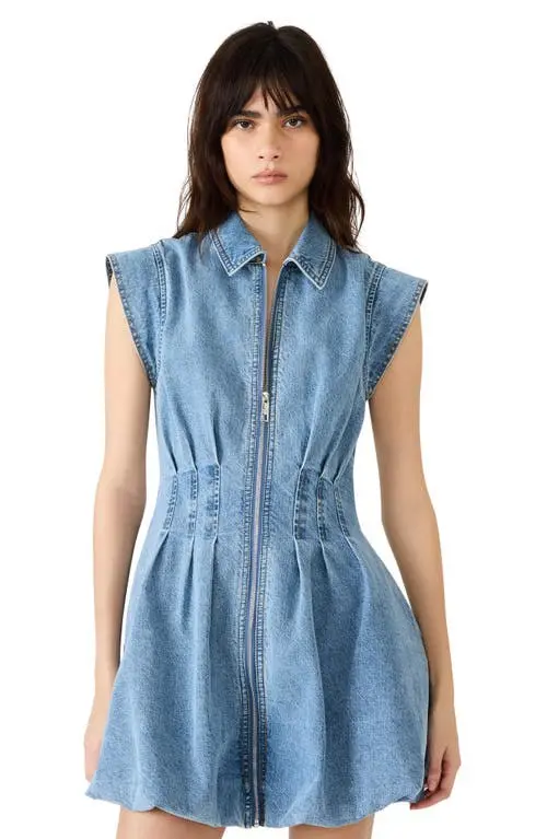 Steve Madden Dyanne Pleated Bubble Hem Denim Mini Dress