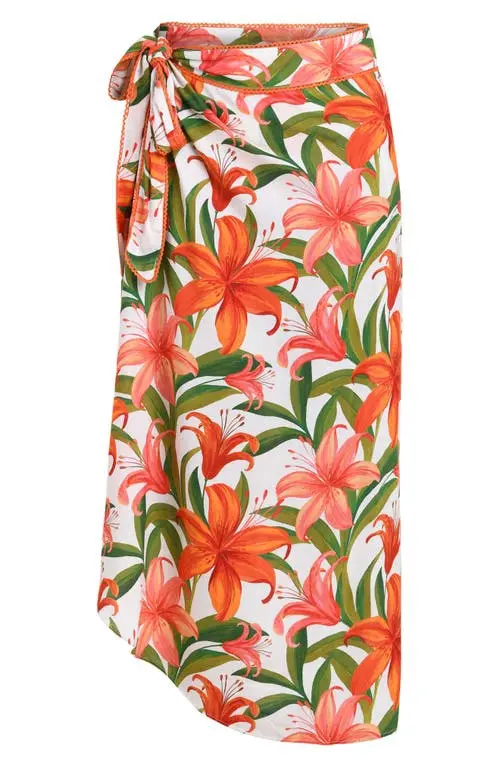 La Blanca Jungle Blossoms Rickrack Trim Cover-up Wrap Skirt