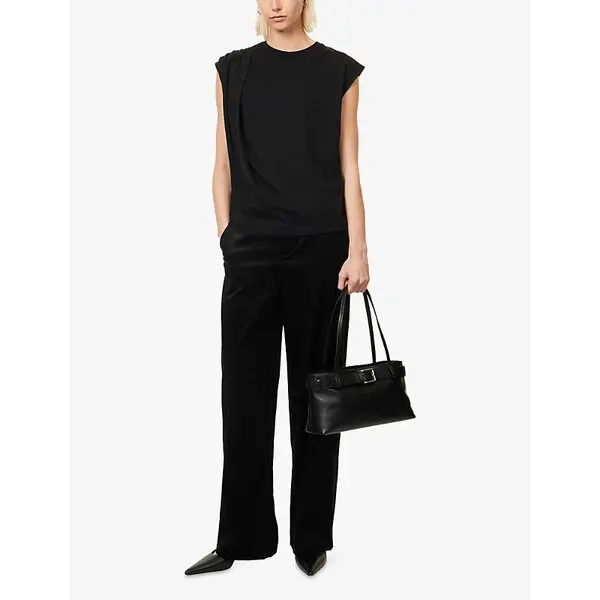 Vince Relaxed Sleeveless Cotton-jersey Top - Black