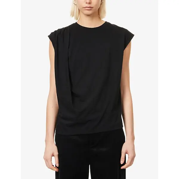 Vince Relaxed Sleeveless Cotton-jersey Top - Black