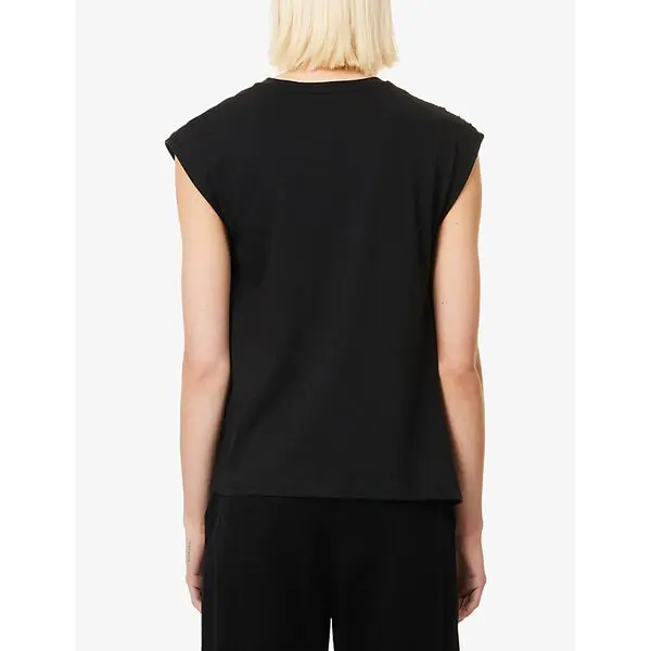 Vince Relaxed Sleeveless Cotton-jersey Top - Black
