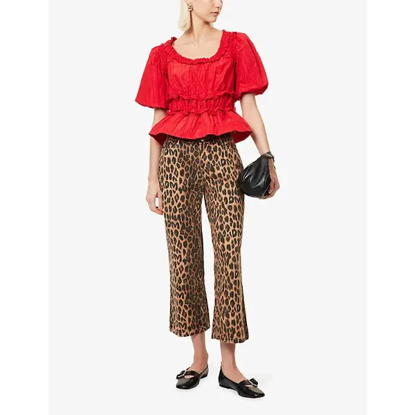 DAMSON MADDER Kenny Leopard Cotton Twill Trousers - Tiger