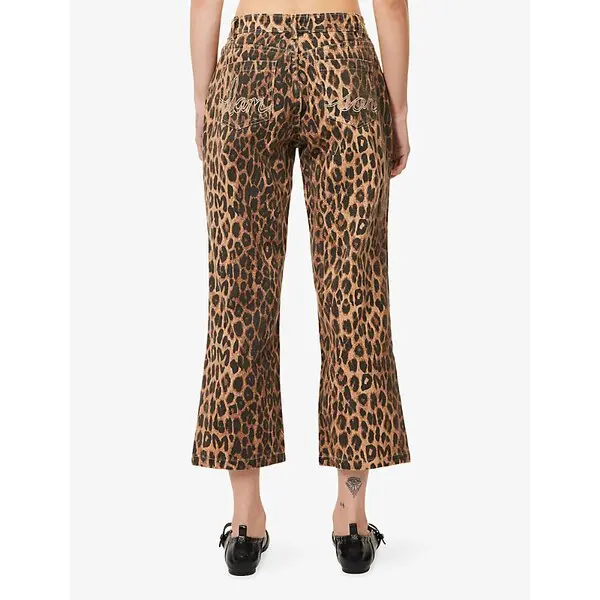 DAMSON MADDER Kenny Leopard Cotton Twill Trousers - Tiger