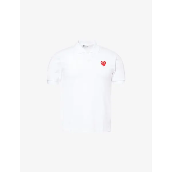 Play Comme Des Garcon Heart-appliqué Cotton Polo Shirt - White