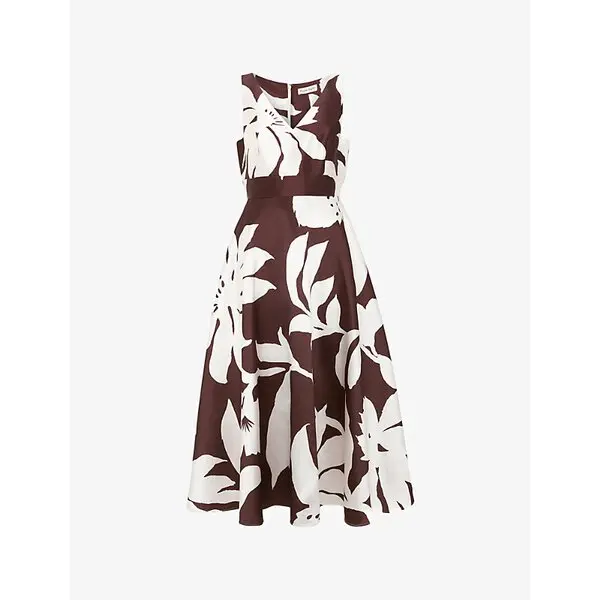 PHASE EIGHT Delicia Floral-print Woven Midi Dress - Brown