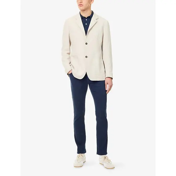 Eleventy Mandarin-collar Linen-blend Jacket - Sand