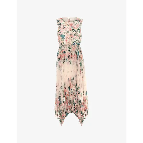 PHASE EIGHT Georgiana Floral-print Stretch-woven Midi Dress - Pale Pink